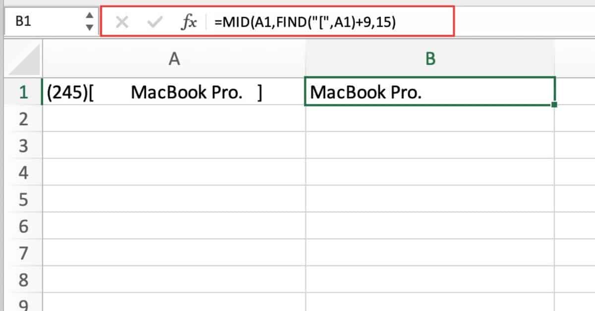 Excel MID Function - Sheet Leveller